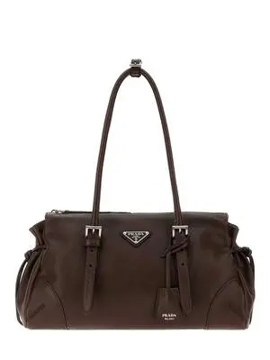 Prada PRADA Medium Leather Shoulder Handbag Brown