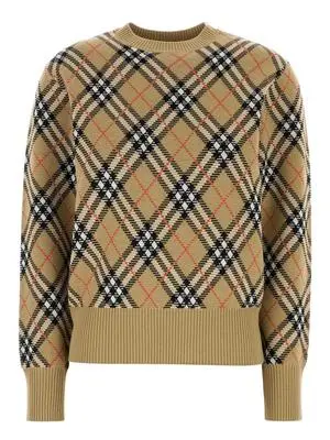 Burberry Embroidered Wool-blend Sweater - Checked