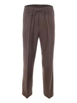 Drole De Monsieur Drawstring Wool-blend Trousers - Light Brown