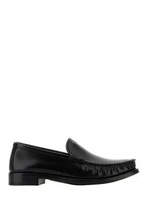 Prada Leather Loafers With Rubber Sole - Black