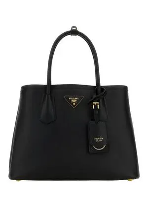 Prada Small Double Leather Handbag - Ebony