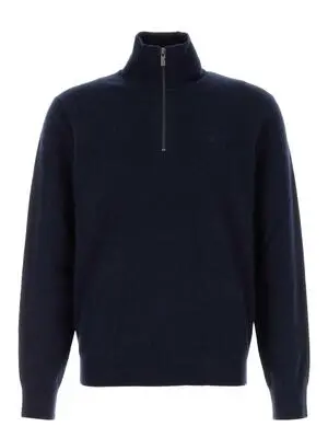 Burberry Stretch Cashmere Blend Half-zip Sweater - Blue