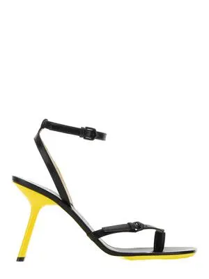 Loewe Petal Leather Heel Sandals - Black