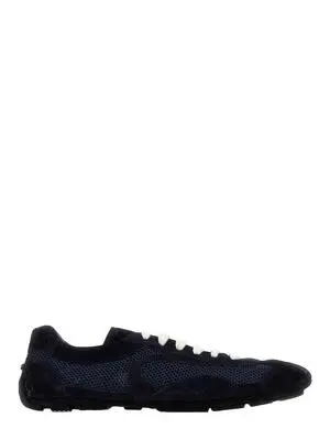 Prada Suede And Mesh Montecarlo Sneakers - Blue