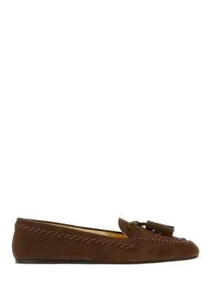 Prada Suede Loafers With Tassel Detail - Brown