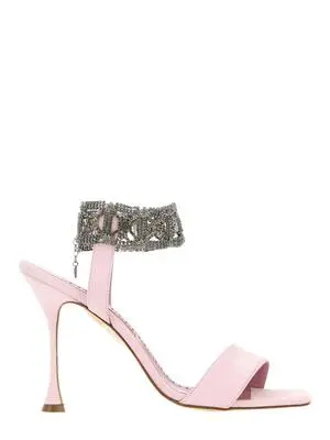 Manolo Blahnik Embellished Suede Stiletto Sandals - Pink