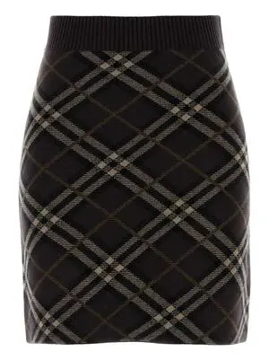 Burberry Plaid Stretch Wool-blend Mini Skirt - Checked