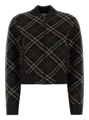 Burberry Burberry Checked Embroidered Stretch Wool-Blend Cardigan Checked