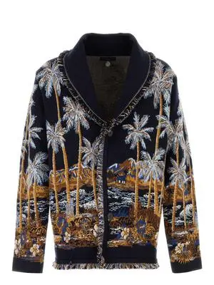 Alanui Embroidered Wool-blend Shawl Collar Cardigan - Printed