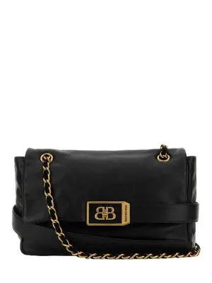 Balenciaga Modu Medium Leather Shoulder Bag - Black