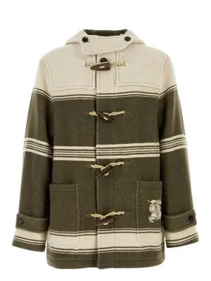 Burberry BURBERRY Embroidered Wool-Blend Montgomery Coat Stripped