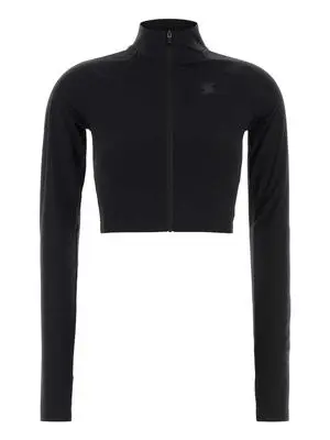Burberry Stretch Nylon Cropped Zip-up Sweatshirt - Black