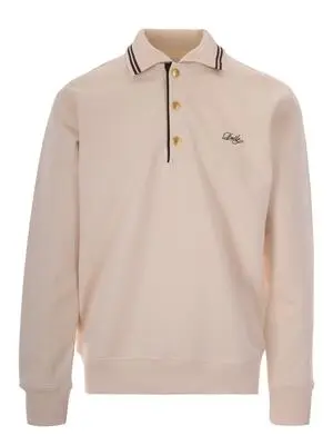 Drole De Monsieur Long Sleeve Rugby Polo Shirt - Sand