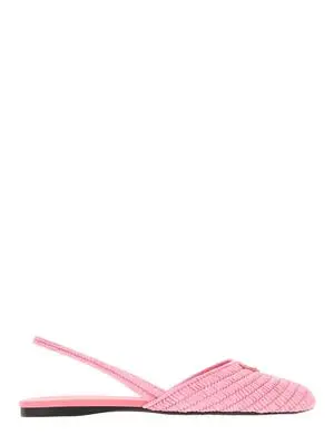 Prada Raffia Ballerina Flats With Rubber Sole - Pink