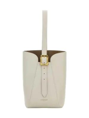 J & M DAVIDSON J & M Davidson Ivory Leather Quiver Nano Mini Bucket Bag White