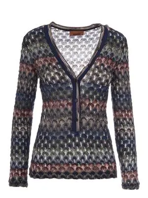 Missoni V-neck Button-front Knit Cardigan - Multi Dark Version