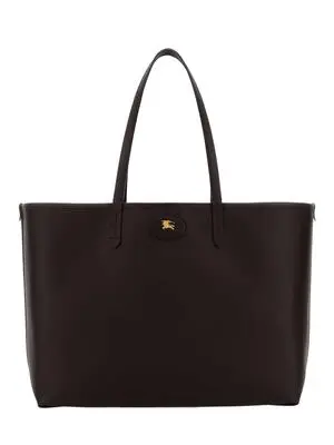 Burberry Reversible Leather Handbag With Golden Metal Hardware - Brown