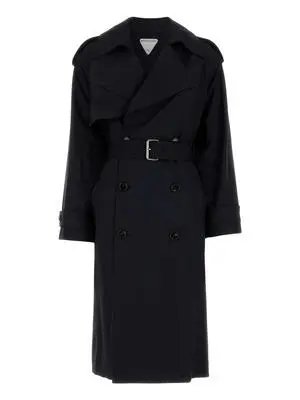 Bottega Veneta Double Breasted Trench Coat - Black