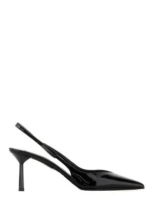 Prada Leather Slingback Pumps With 8 Cm Heel - Black