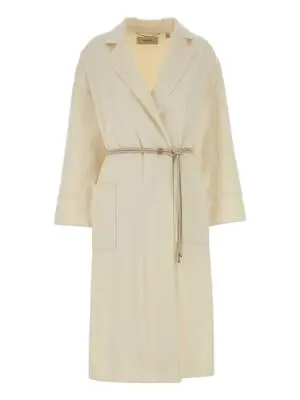 Agnona Wool-cashmere Blend Jacket With Belt - White