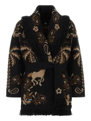 ALANUI ALANUI Embroidered Wool-Blend Cardigan With Island-Roots Motifs