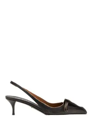 Prada PRADA 5 Cm Leather Slingback Pumps Black