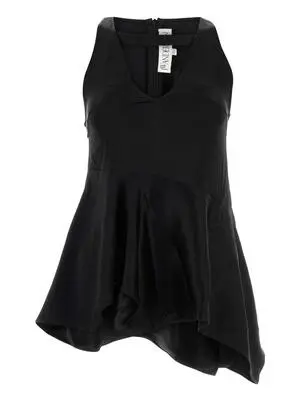 JW Anderson Asymmetrical Draped Satin Top - Black