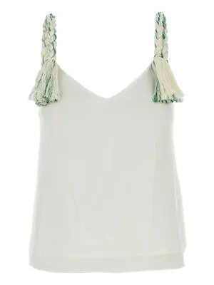 JW Anderson Tassel Strap V-neck Top - White