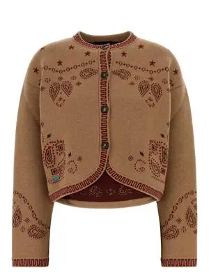 ALANUI ALANUI Embroidered Wool-Blend Bandana Cardigan