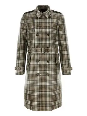 BURBERRY BURBERRY Double Breasted Plaid Jacquard Trench Coat
