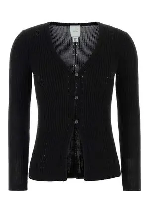 Calvin Klein Ribbed Knit Cardigan With V-neck - Black