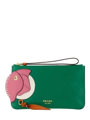 Prada Leather Pouch Handbag - Green