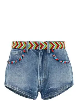 Alanui Denim Shorts With Graphic Detailing - Blue