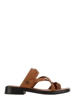 Burberry Braided Leather Thong Sandals - Camel