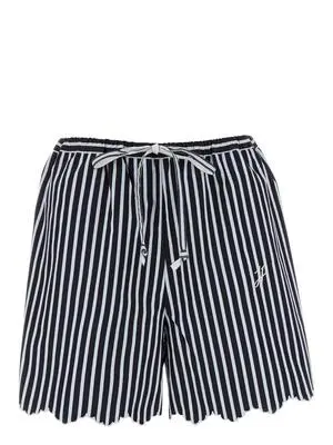 PATOU Striped Cotton Bermuda Shorts With Scalloped Hem - Stripped