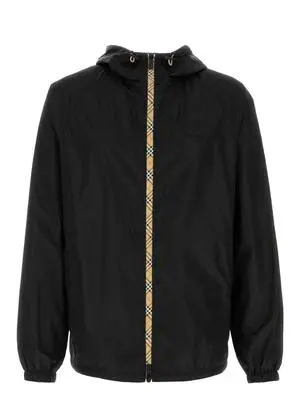 Burberry Zip-up Hooded Nylon Windbreaker Jacket - Neutrals