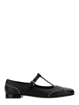 CHURCH`S Church's Opal Nappa Leather Mary Jane Flats With Stud Detailing - Black