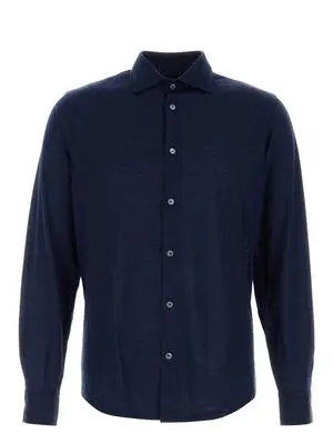 Fedeli 100% Wool Shirt - Blue