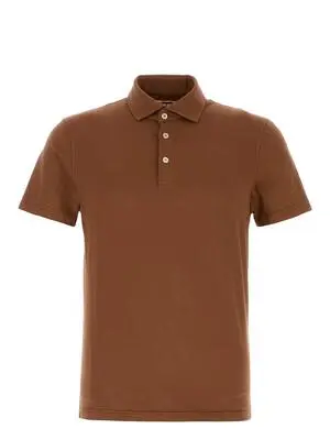 Fedeli Stretch Cotton Polo Shirt - Brown
