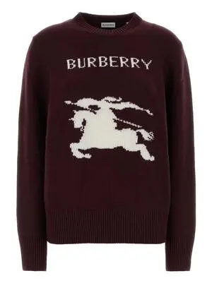 Burberry BURBERRY Wool-Cashmere Blend Crew Neck Sweater With Embroidered Detail Purple