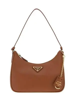 Prada Prada Vitello Leather Shoulder Handbag Camel