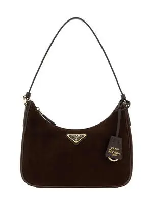 Prada PRADA Re-Edition Suede Shoulder Handbag Brown