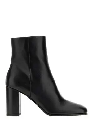 Prada Leather Ankle Boots With Block Heel - Black