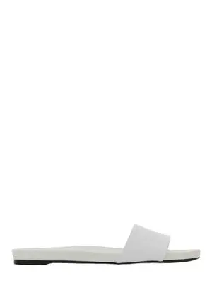 Prada Leather Slip-on Slippers With Rubber Sole - White