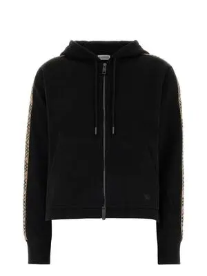 Burberry Full Zip Sweatshirt With Monogram Detail - Black