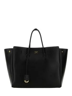 Balenciaga Hampton Carry All Leather Shopping Handbag, 31 Cm X 25 Cm X 16 Cm With Golden Hardware - Black