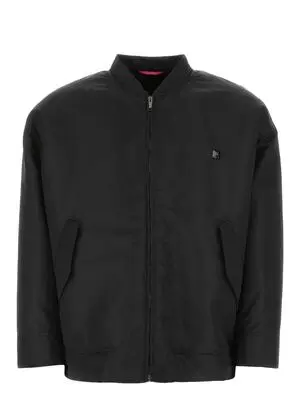 Valentino Garavani Zip Up Nylon Jacket With Lambskin Lining - Black