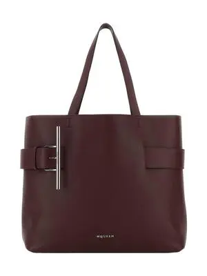 Alexander McQueen Alexander McQueen Tyrian Leather T-Bar Shopping Handbag Purple