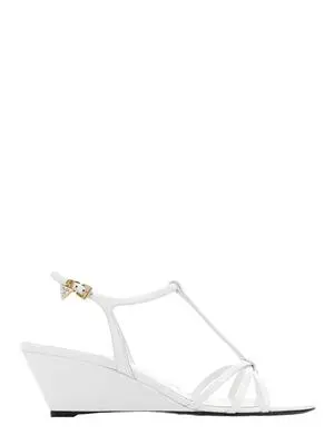 Prada Leather Wedge Sandals With 6 Cm Heel - White