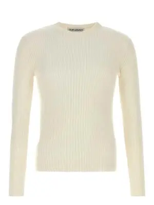 Our Legacy Ribbed Silk Knit Sweater - White
